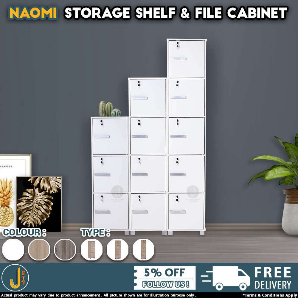 [JJ Furniture DIY] Naomi Storage Shelf with Lock File Cabinet Bookshelf ...