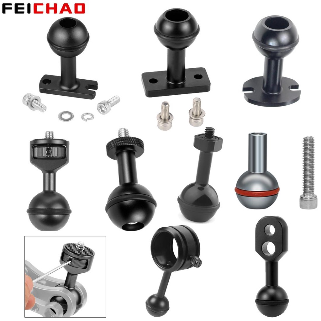 CNC 1 inch Ball Head Adapter 1/4" M5 Adjustable Screw Fixed Mount for ...