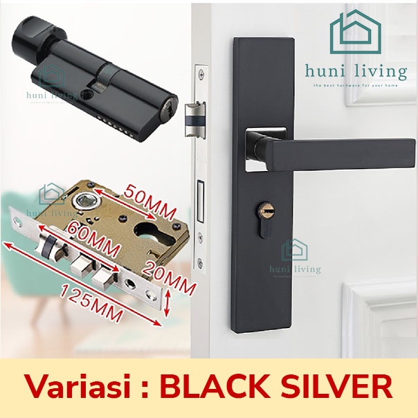 HITAM Key Handle Set Handle Set Main Door Handle Minimalist Black Black ...