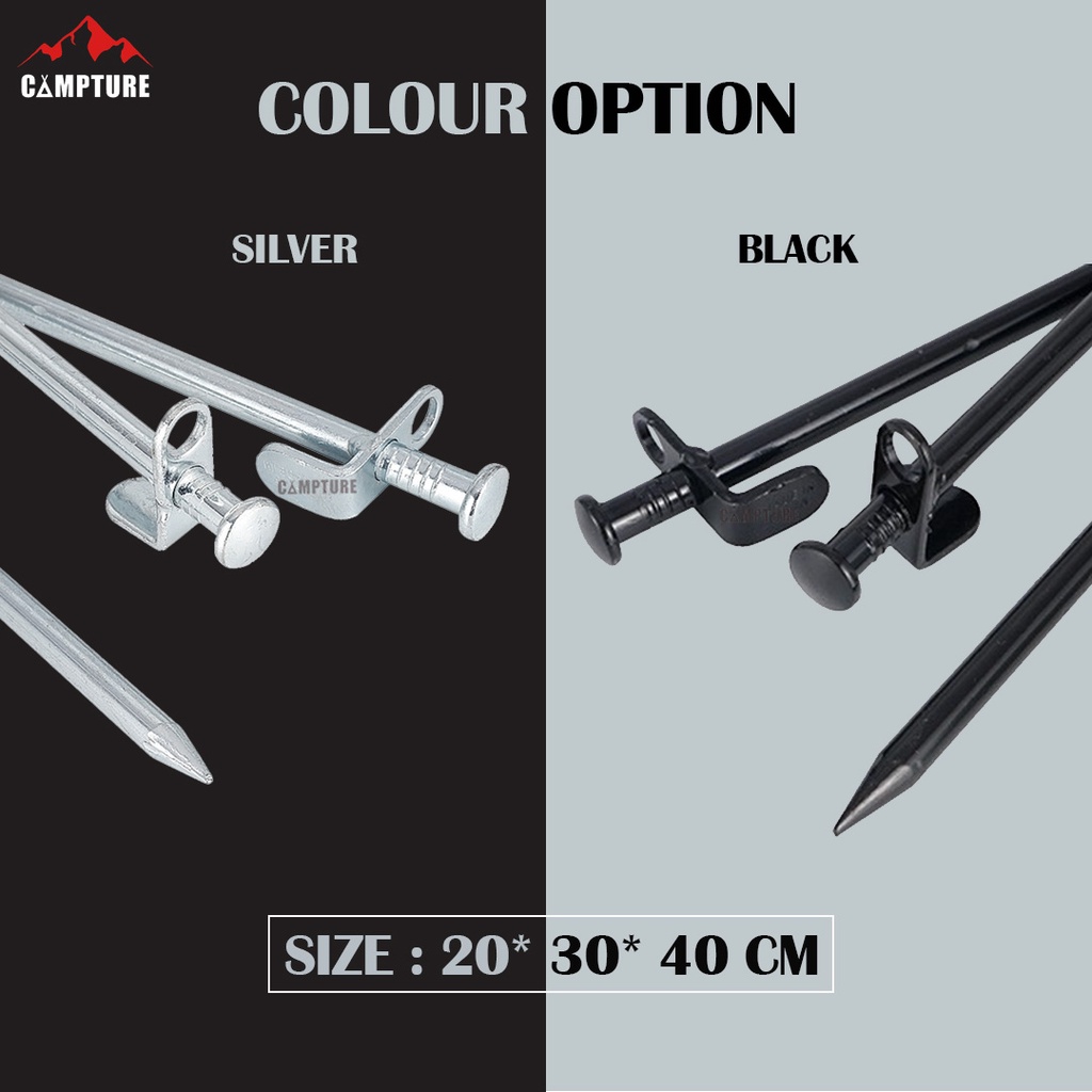 【CAMPTURE】1pc 20/30/40cm Peg Stake Camping Peg Tent Peg Tarp Flysheet ...