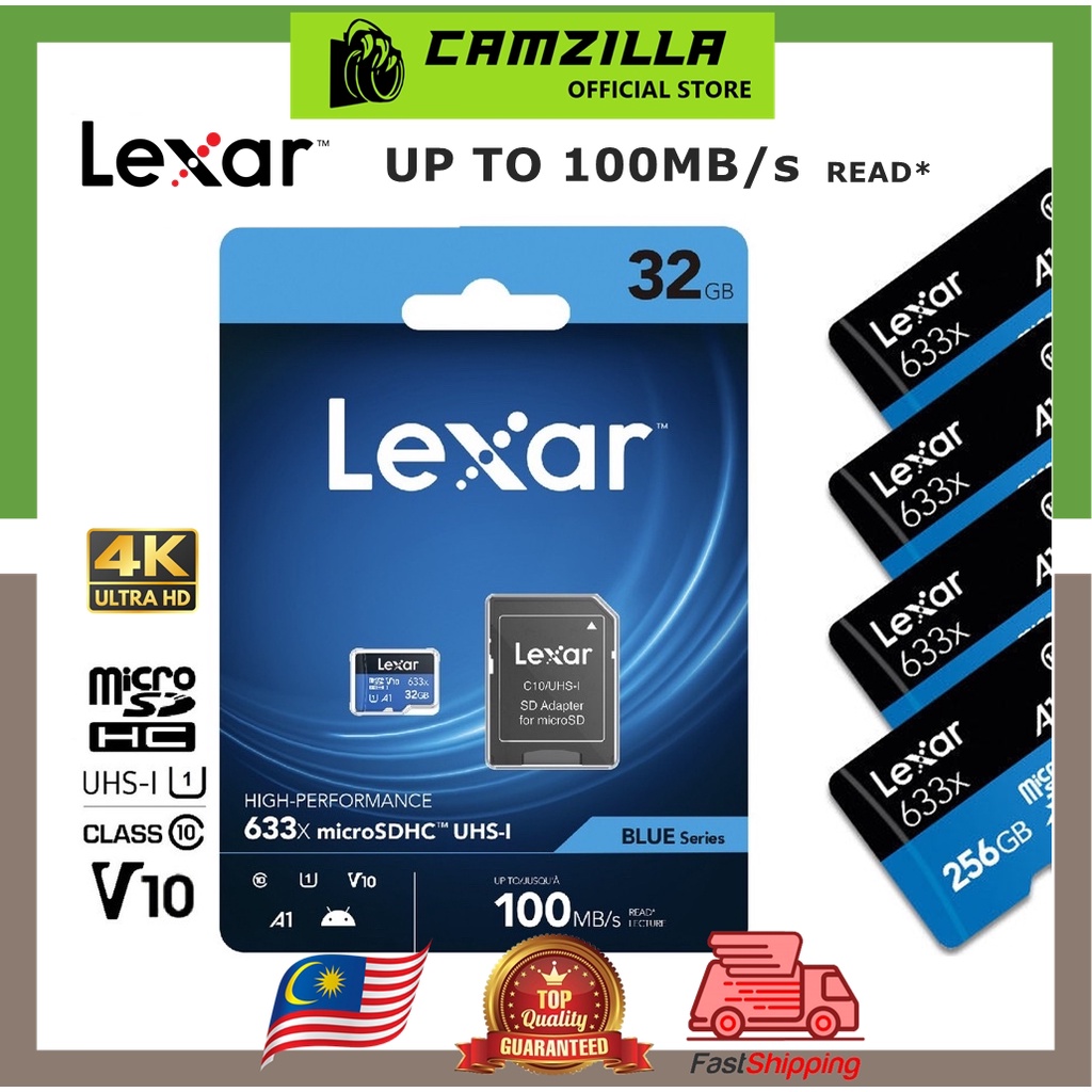100% ORIGINAL - Lexar 128GB 64GB 32GB MicroSD 100MB/s Micro SD 633x UHS ...