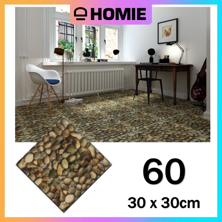 [54PCS PER BOX] Vinyl Flooring Floor Sticker Vinyl Jubin Lantai Mozek ...