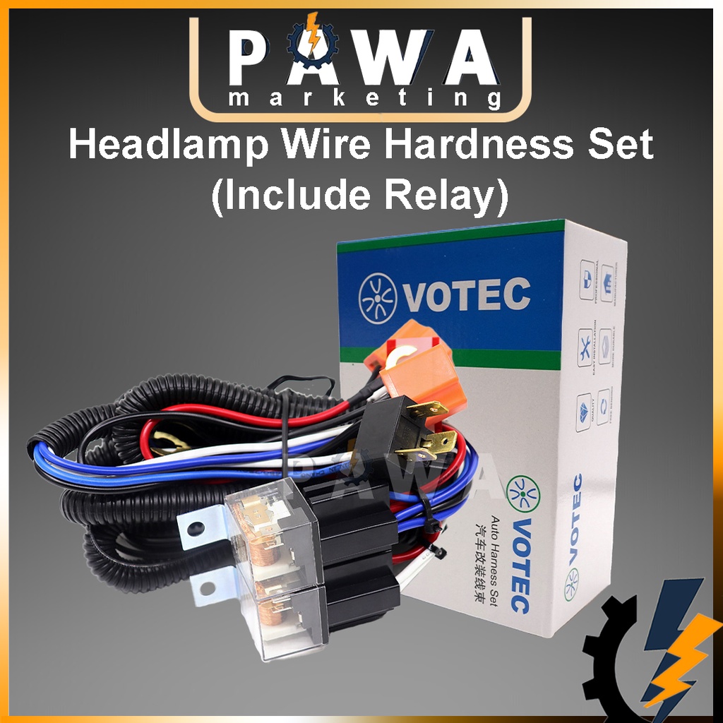 Pawa Plug and Play Headlight Headlamp Wire Kit H4 12V Head Light Relay ...