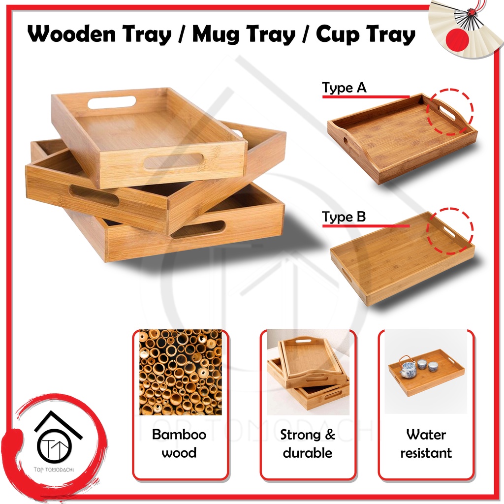 Tomoso Wooden Tray for Food Serving / Mug Tray / Wooded Cup Tray ...