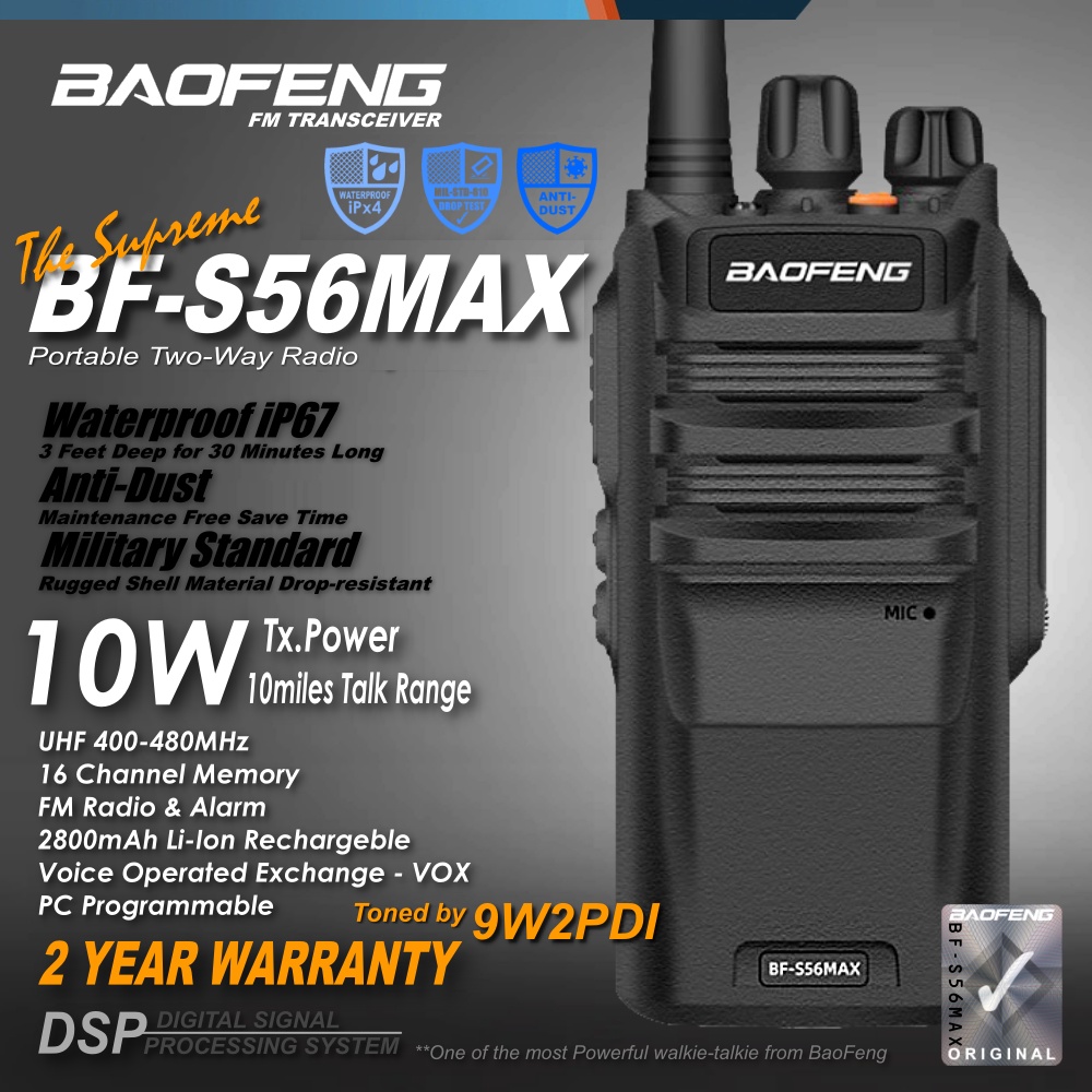 BAOFENG Powerful Walkie Talkie (10W) BF-S56MAX | Shopee Malaysia