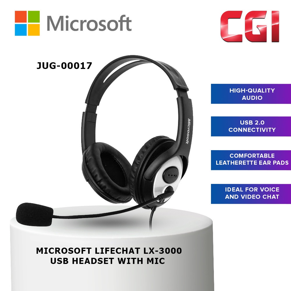 Microsoft Lifechat LX-3000 USB Headset with Mic for Window (JUG-00017 ...