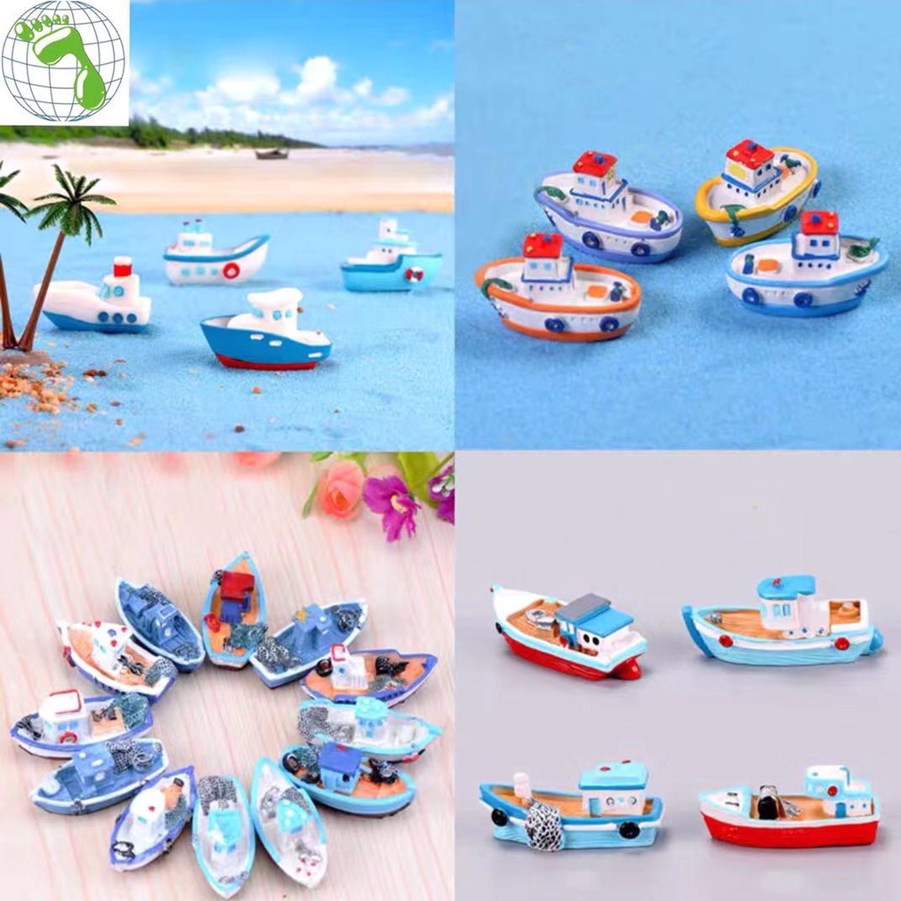 Mediterranean Style Seaside Fishing Boat Miniature Mini Boat Model ...