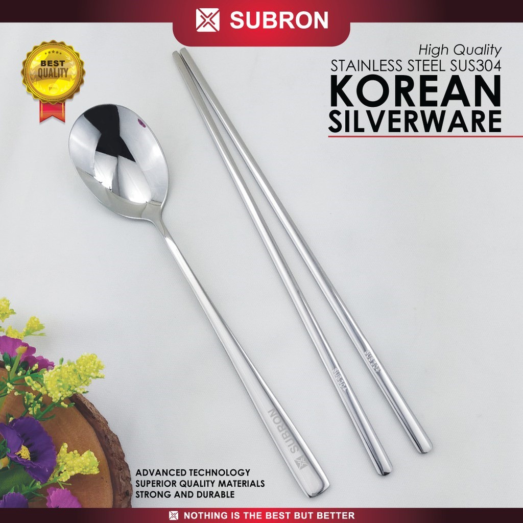 Subron SUS304 Spoon Chopsticks Korean Dinnerware Thick Stainless Steel ...