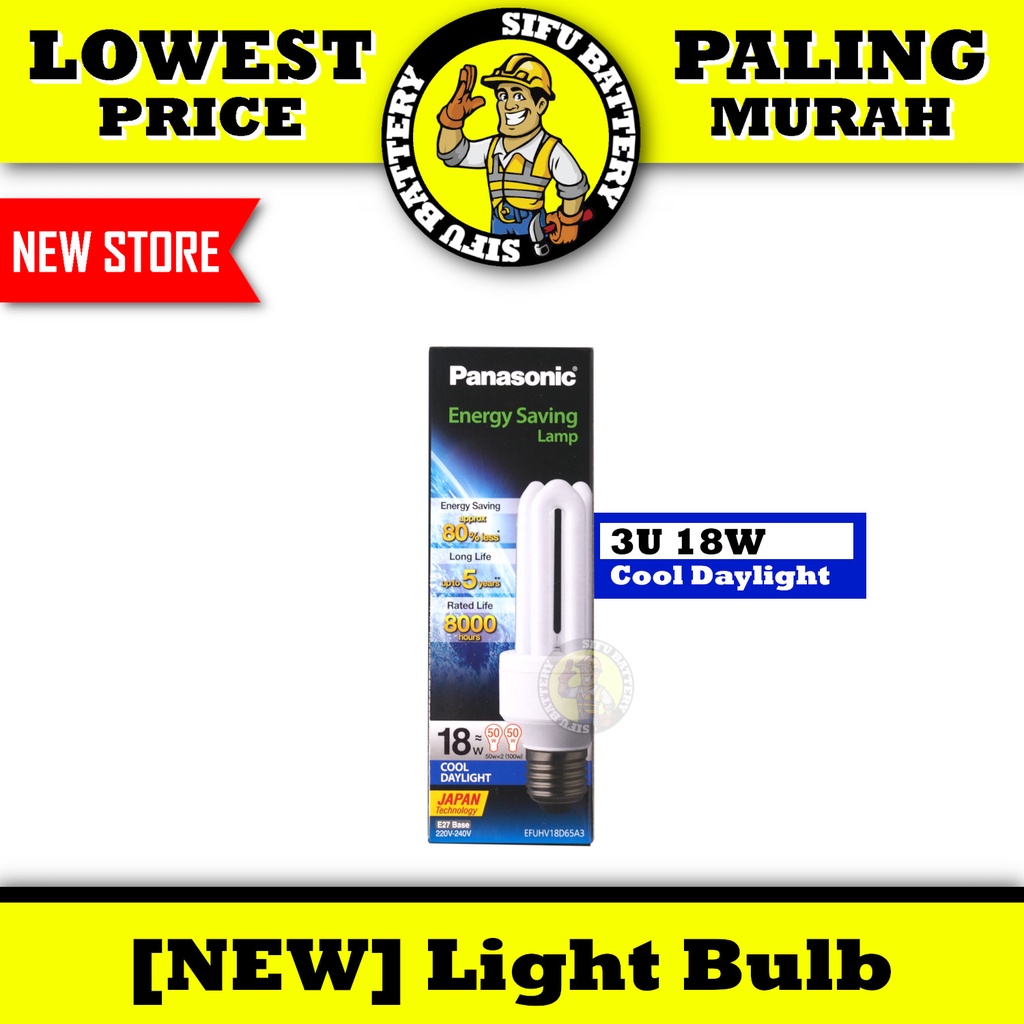 Panasonic Light Bulb LED / CFL 6500k Cool Daylight (White) 13W 15W 18W 25W 3U Spiral Energy ...