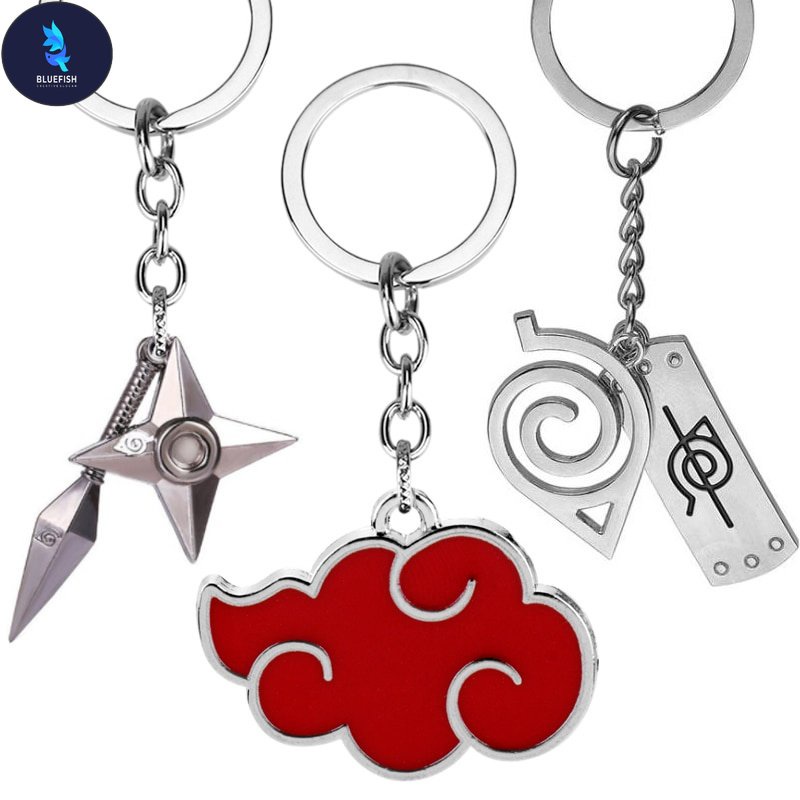 BF Anime Naruto Acrylic Keychain Konoha Symbol Akatsuki Red Clouds ...