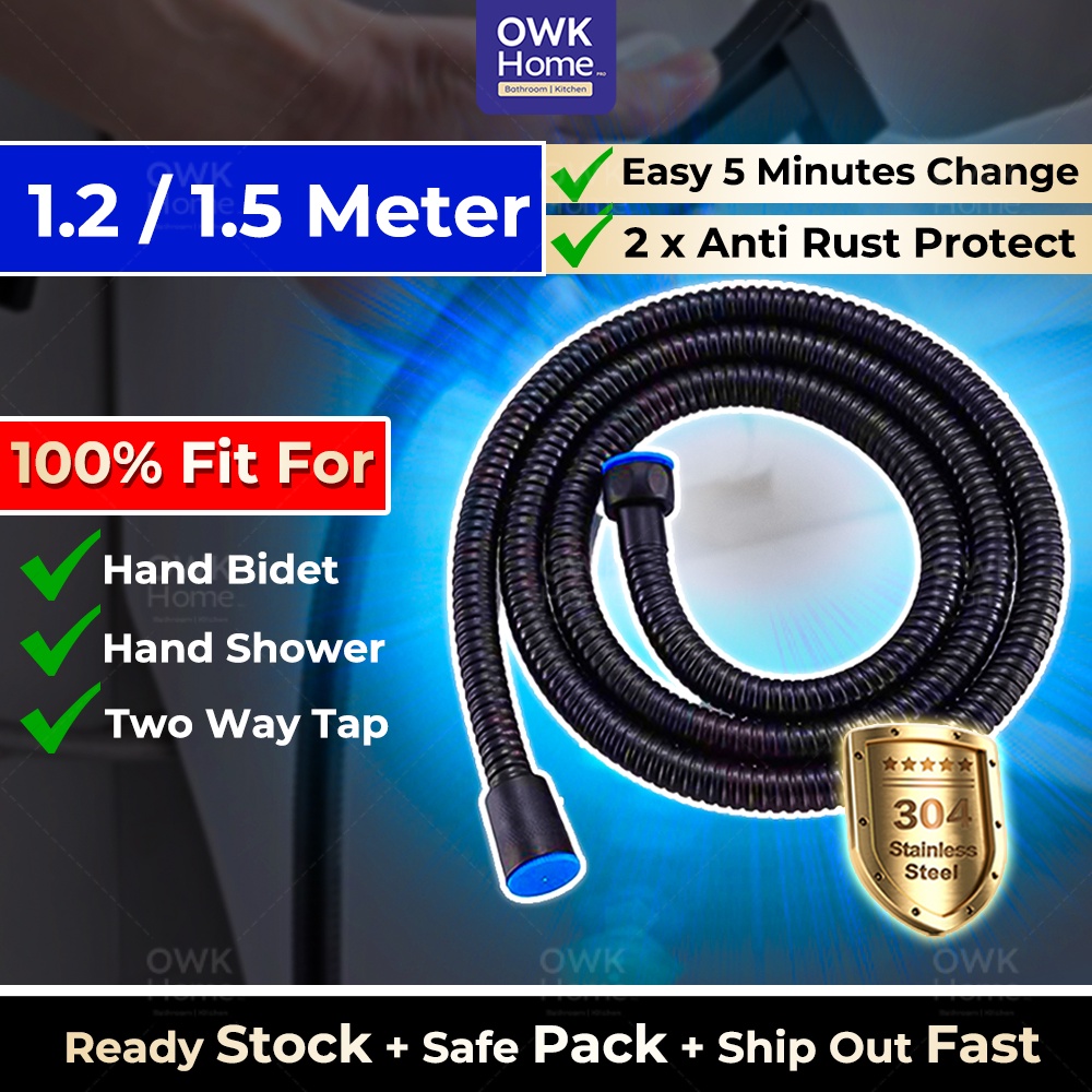 Black Bidet Hose - Hand Shower Black Hose - Anti Rust Shower Hose ...