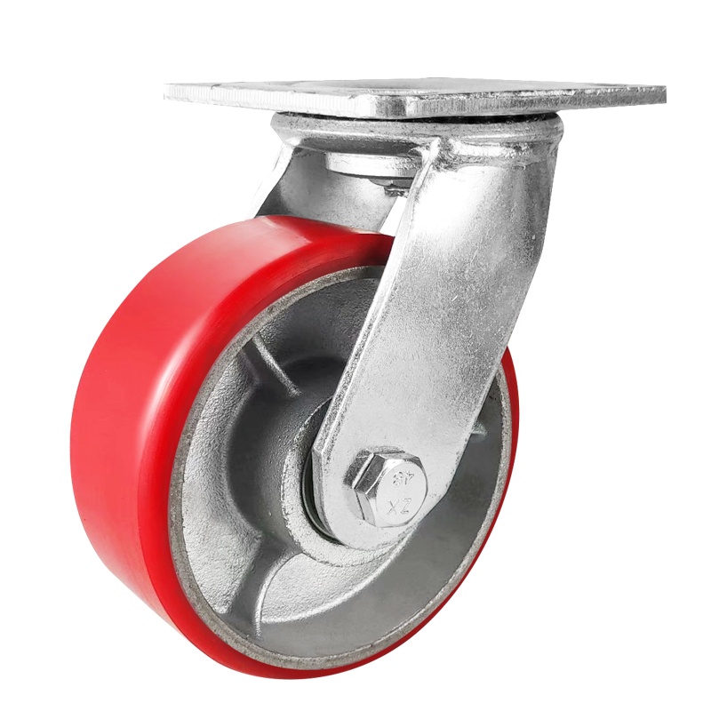 6"(150mm) Heavy Duty Red PU Iron Core Castor Wheels Trolley Roda troli ...