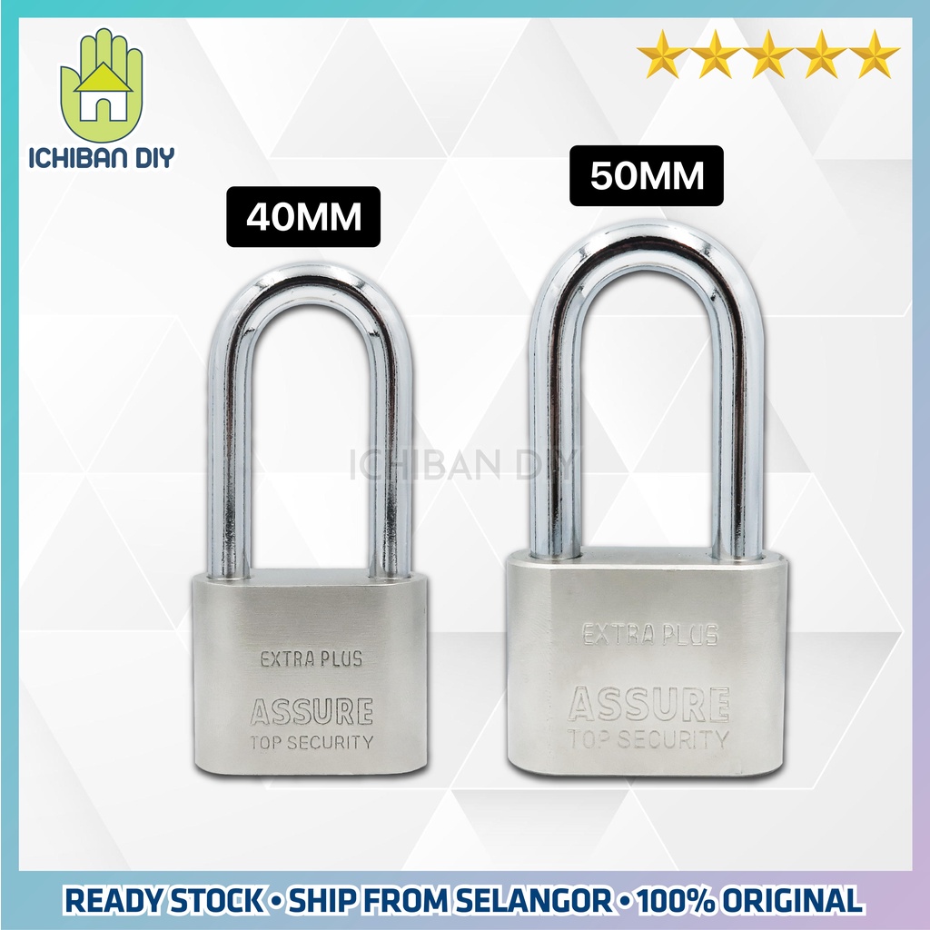 ASSURE 40mm/50mm Pad Lock 201 Heavy Duty Stainless Steel Key Door Grill ...