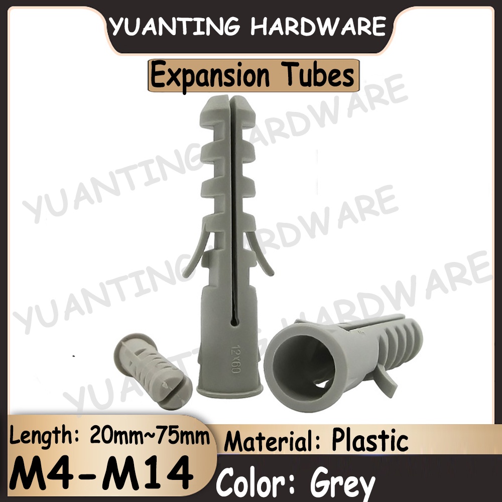 10Pcs-100Pcs M4 M5 M6 M8 M10 M12 M14 Grey Wall Plastic Anchor Bolts ...