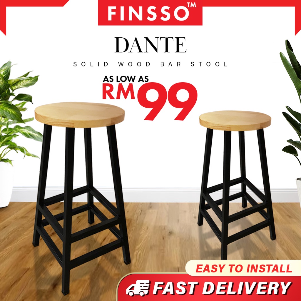 FINSSO: Dante Bar Stool High Foot Round Stool | Shopee Malaysia