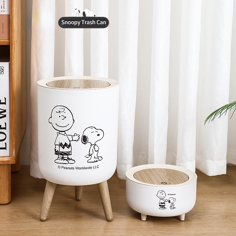 Snoopy Co-bred Cartoon Trash Can Recycling Bins with Lid Press Desktop ...
