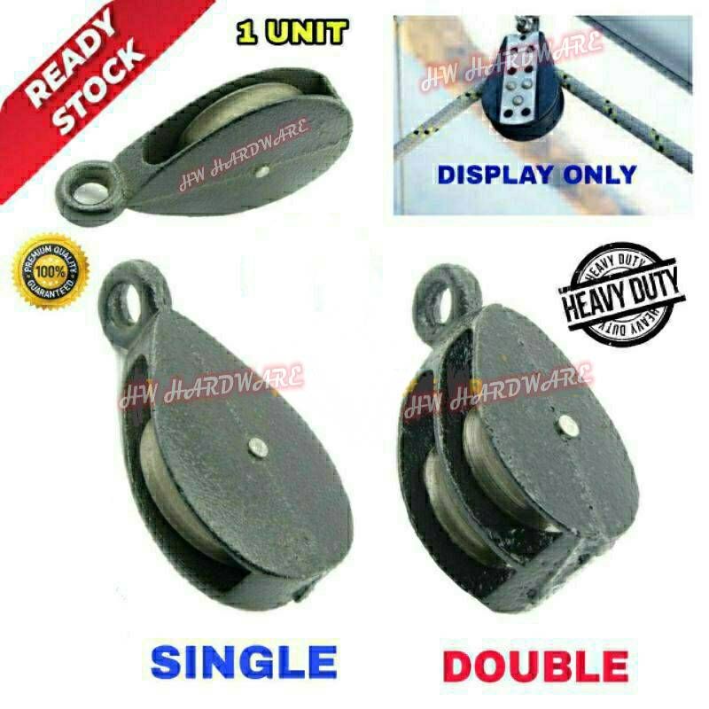 SINGLE / DOUBLE HEAVY DUTY ROPE PULLEY CAST IRON PULLY WHEEL LIFTING ...
