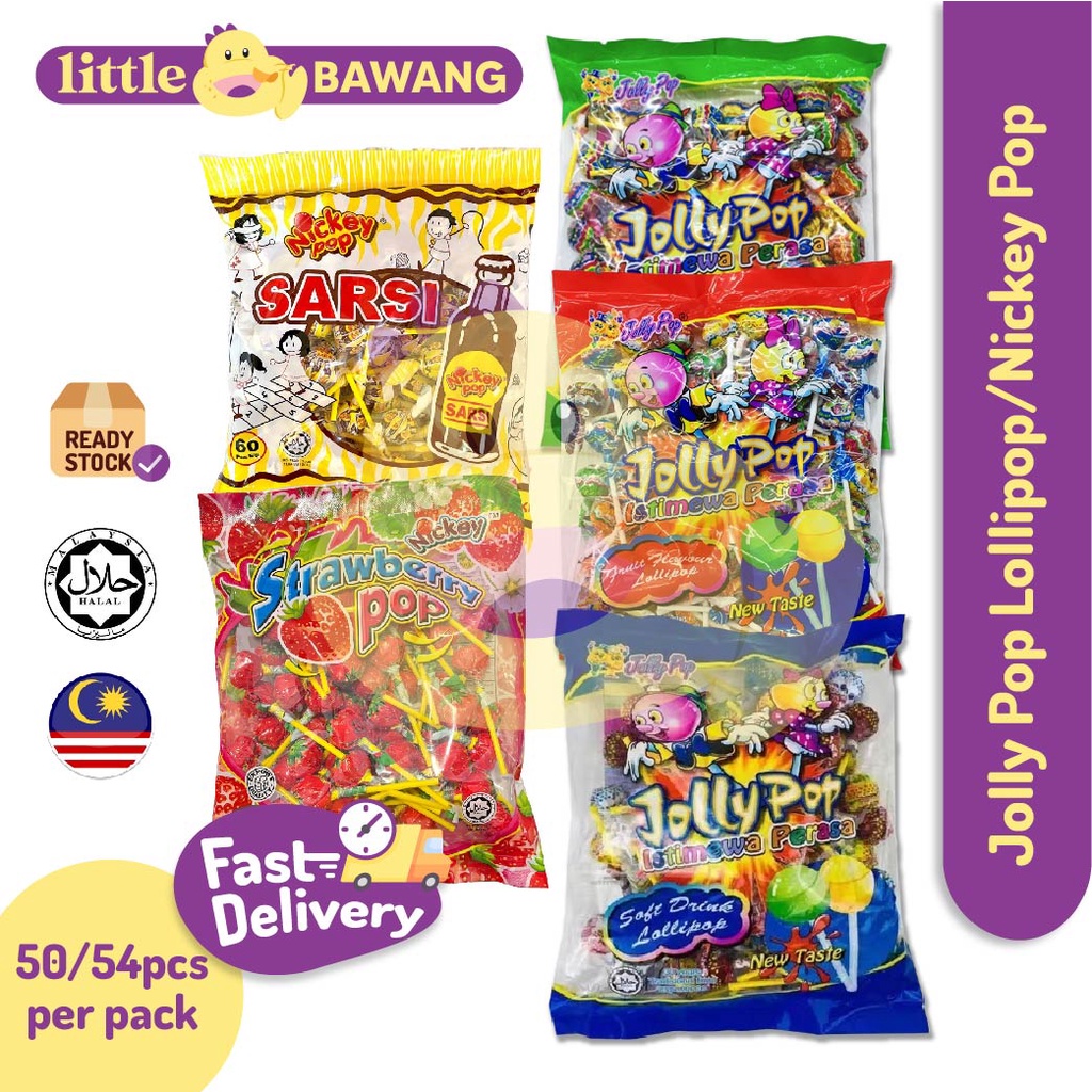 Jolly Pop Lollipop Nickey Pop 50pcs Fruit Flavour Lolipop Sour Lolipop Soft Drink Lolipop Stick ...