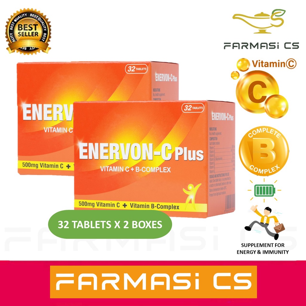 Enervon-C Plus Vitamin C + B Complex 32 Tablets x 2 Boxes EXP:05/2026 ...