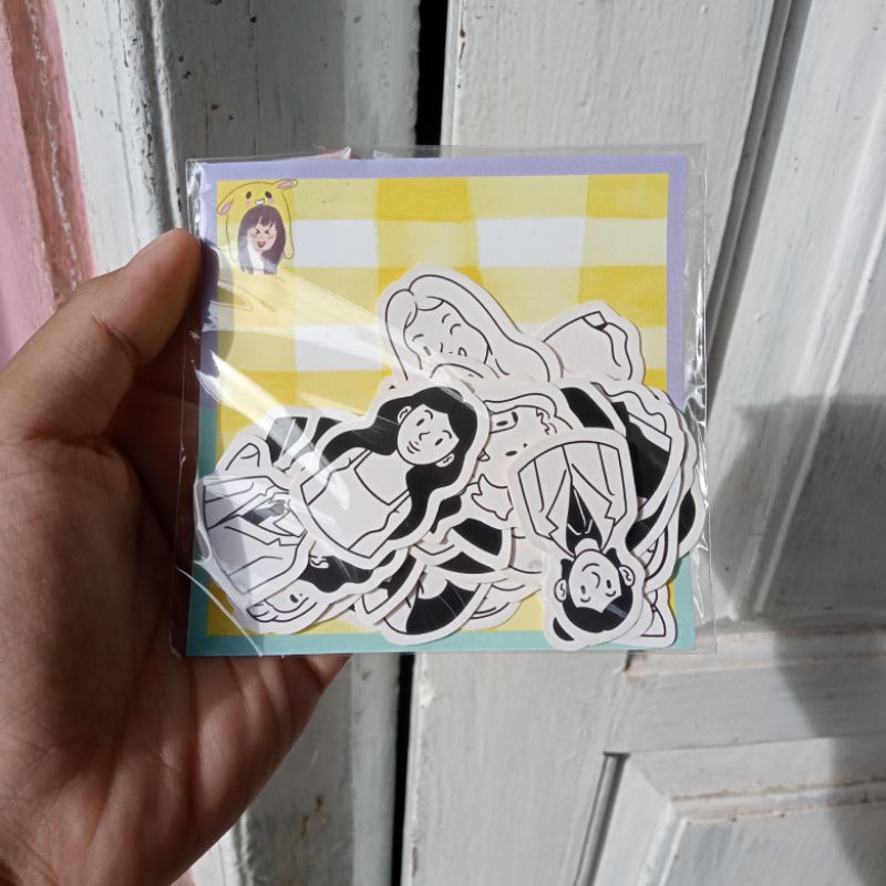 PUTIH HITAM S08 32 PCS black and white stickers | Aesthetic Stickers ...