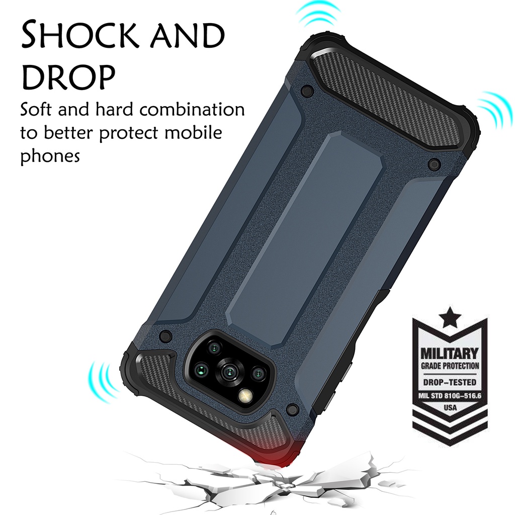 Xiaomi Poco X3 NFC X3 Pro M3 Rugged Armor Case Cover Hard Back Casing ...