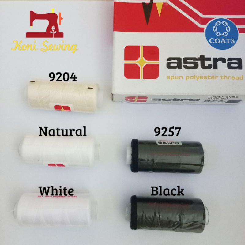 PUTIH HITAM Astra sewing thread 500 yards original black and white ...