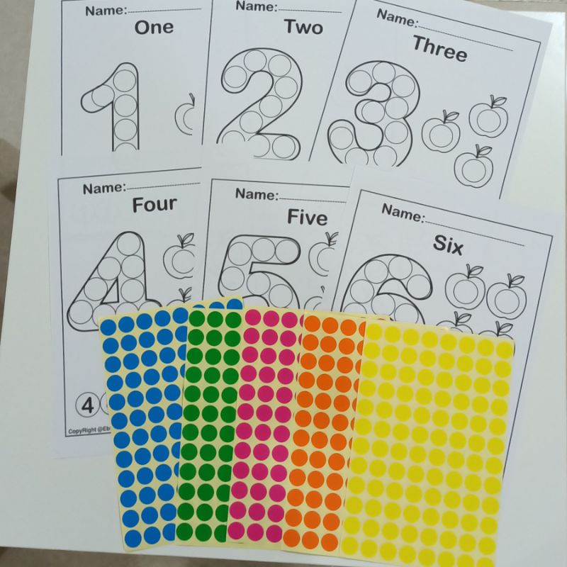 Number Shape Fruit Animal Do a dot activity sheets Montessori Early ...