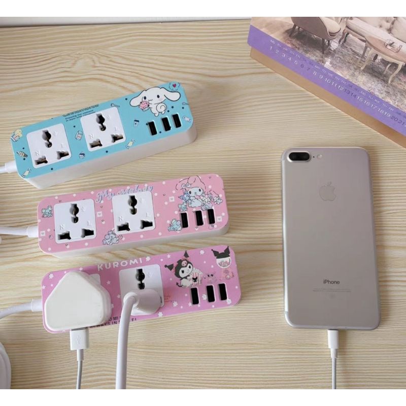 Cartoon socket cute USB row plug girl heart home dormitory portable ...