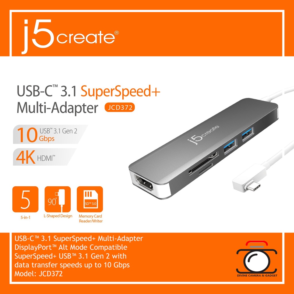 J5CREATE USB-C™ 3.1 SuperSpeed+ Multi-Adapter DisplayPort™ Alt Mode ...