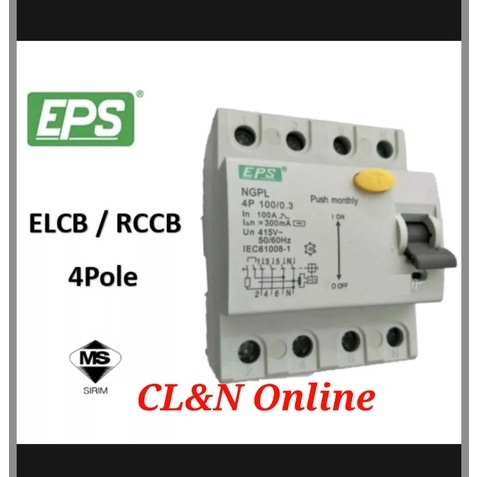 EPS 40A 63A 100A / 300mA 4Pole Residual Current Operated Circuit Breakers (RCCB/ELCB) | Shopee ...