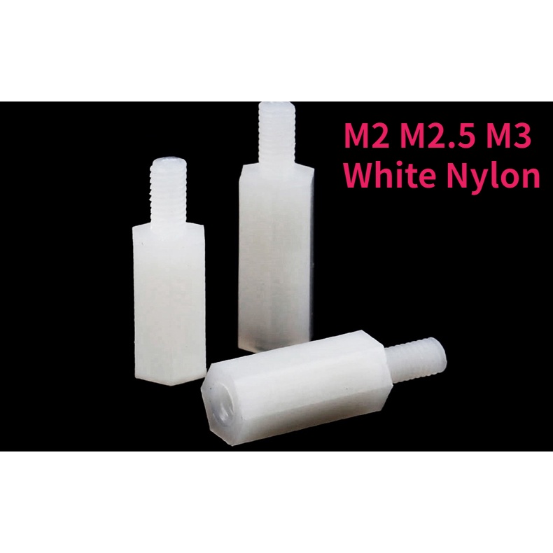 M2 M2.5 M3 White Hex Hexagon Nylon Column Standoff Spacer Column ...