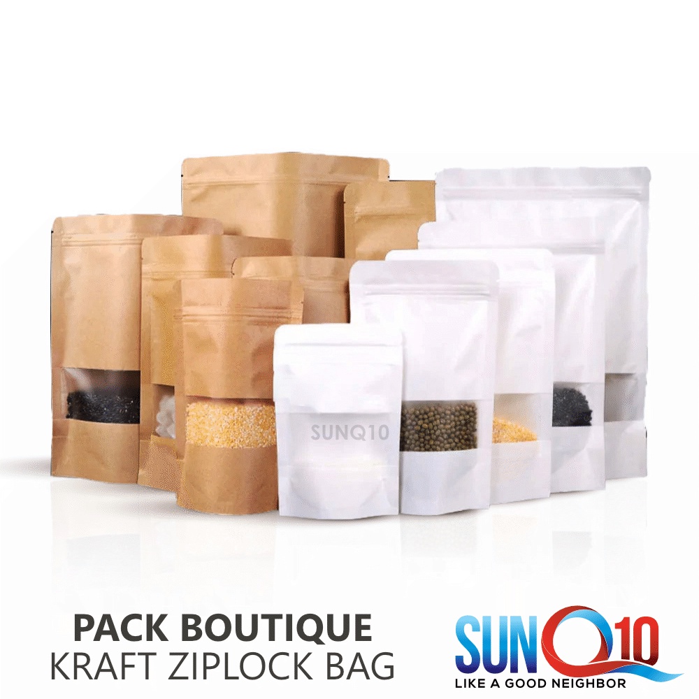 Kraft Paper Zip lock Bag With Clear Window | Zipper Bag | Resealable ...