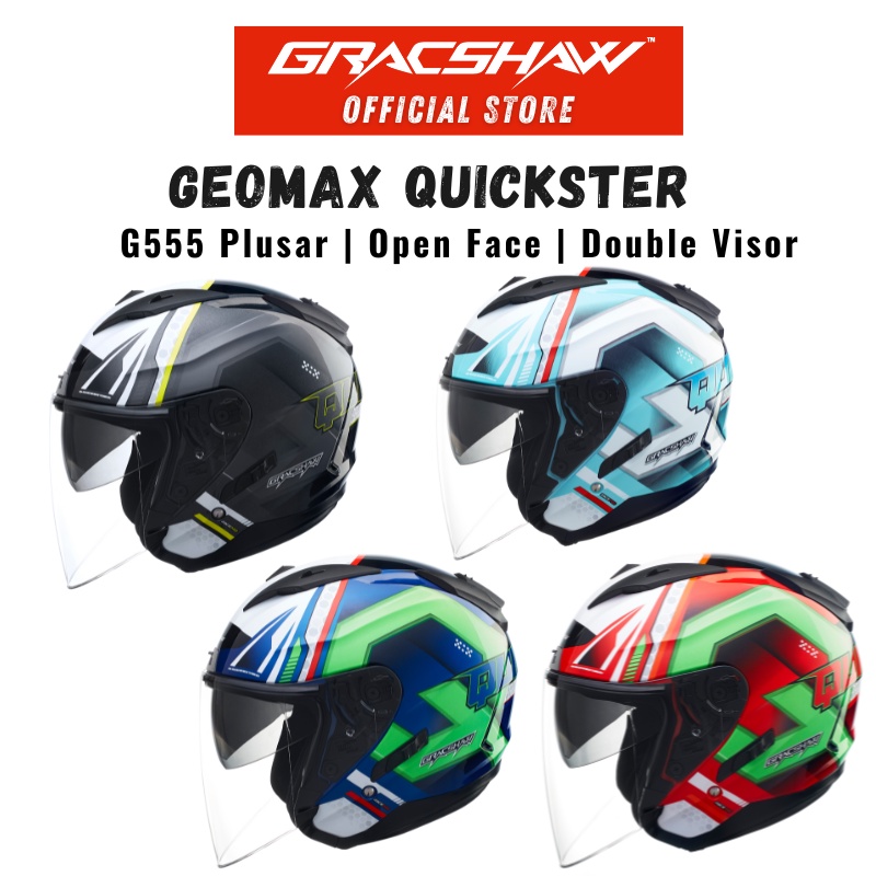 Gracshaw Helmet Geomax G555 Quickster Red/Mint blue /Blue /Grey Double ...
