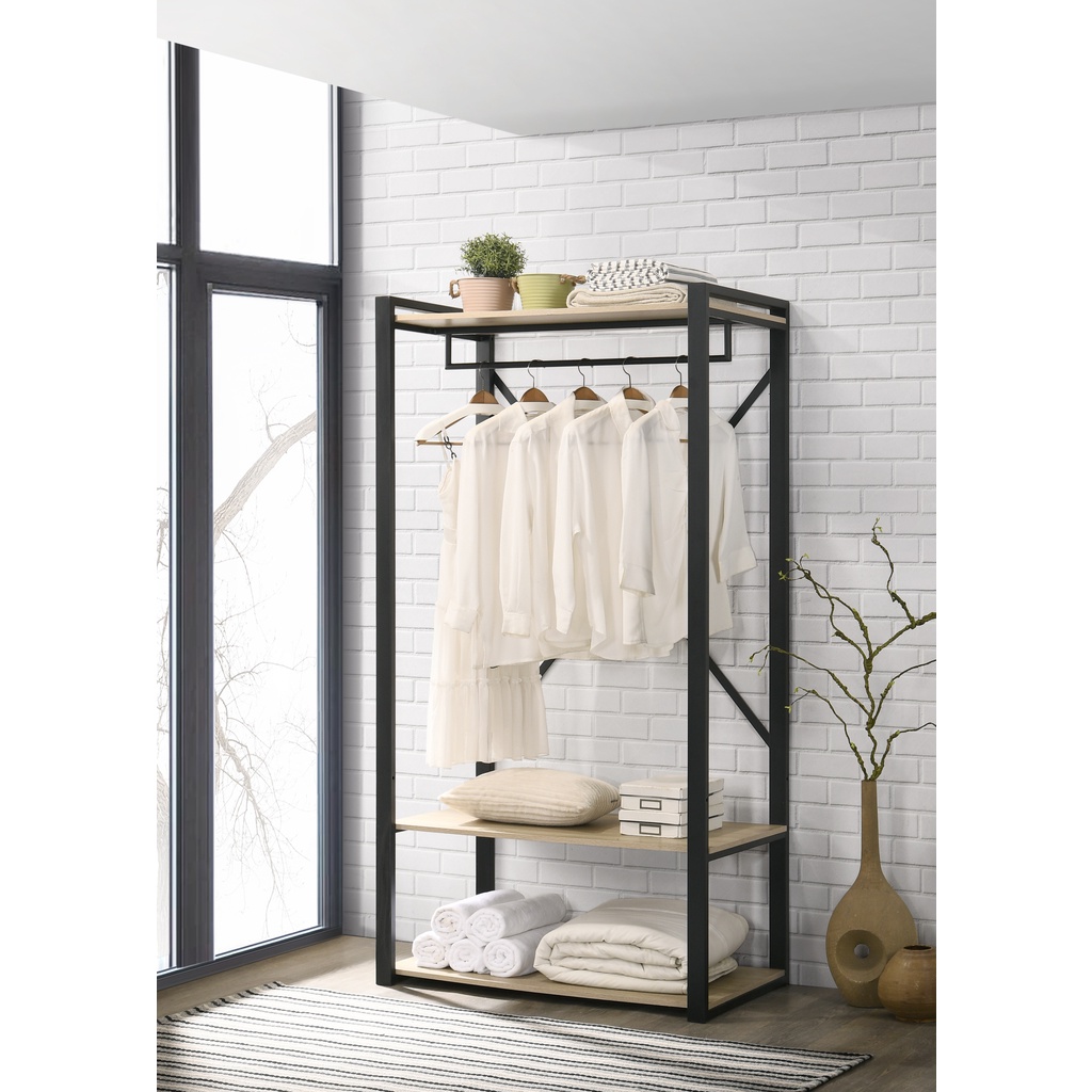 WONDERFUL Open Rack Metal Wardrobe Clothes Hanging Rack Rak Baju Besi ...