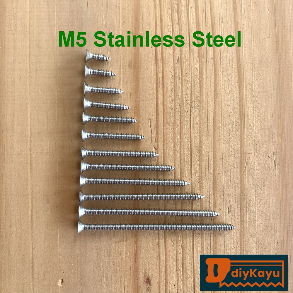 M5 #10 Flat Head Phillips Drive 201 Stainless Steel Self Tapping Wood ...
