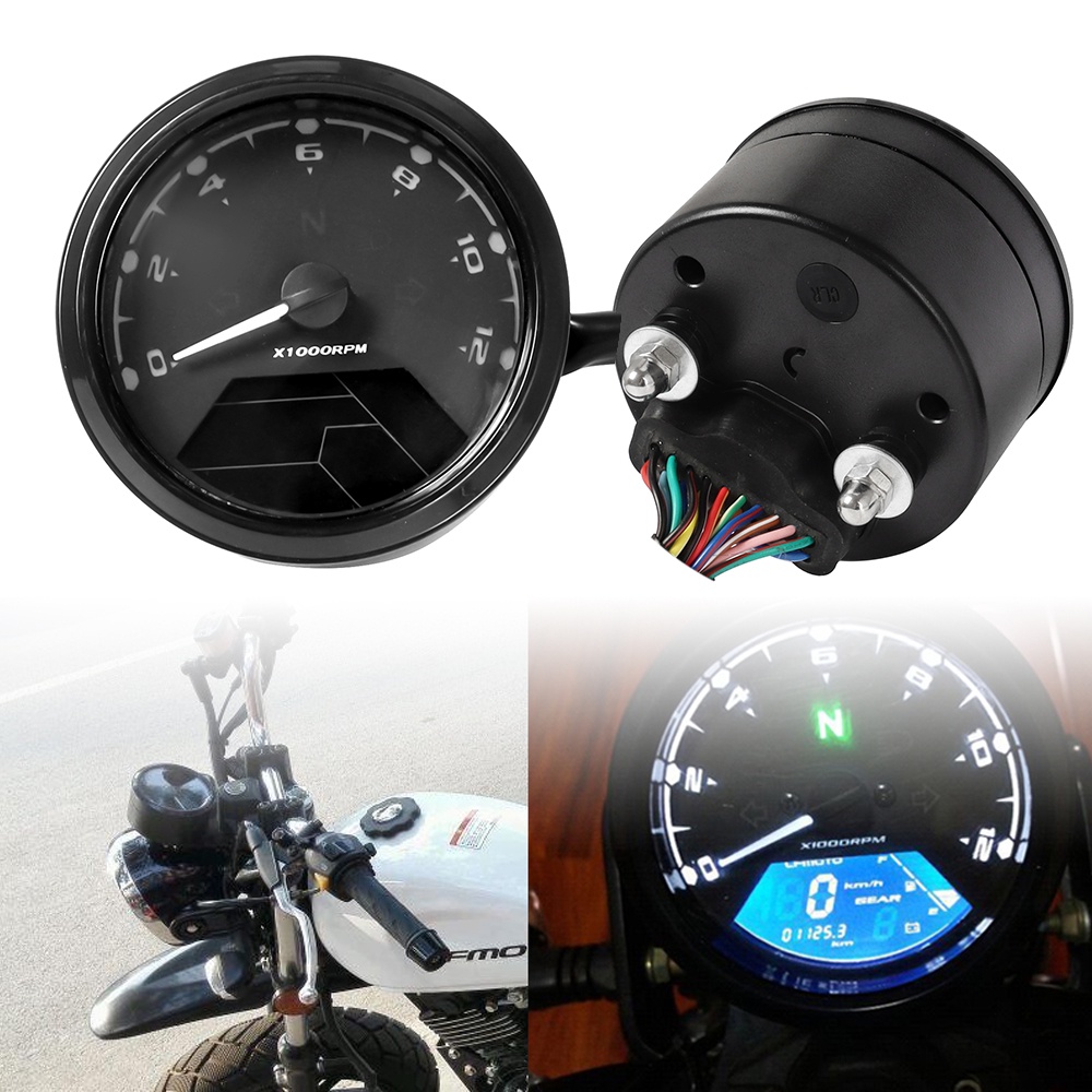 🇲🇾Motorcycle LCD Digital Speedometer Odometer Waterproof 12000RPM Gear ...