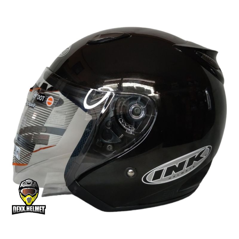 Original INK Centro Half Face Solid Black Glossy Helmet | Shopee Malaysia