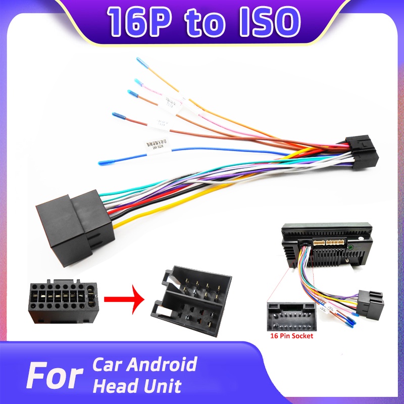 16 Pin to ISO Cable Adapter Wiring Harness Universal Accessory Wire For ...