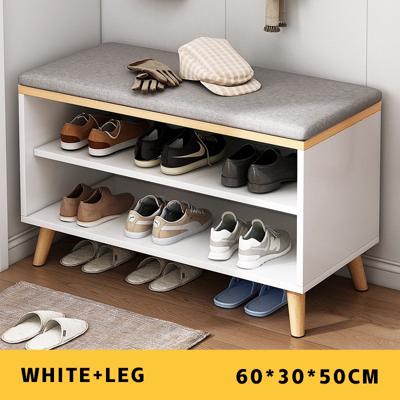 DO 80CM Doorway Wooden Shoes Cabinet Storage with Soft Pad Stool Rak ...