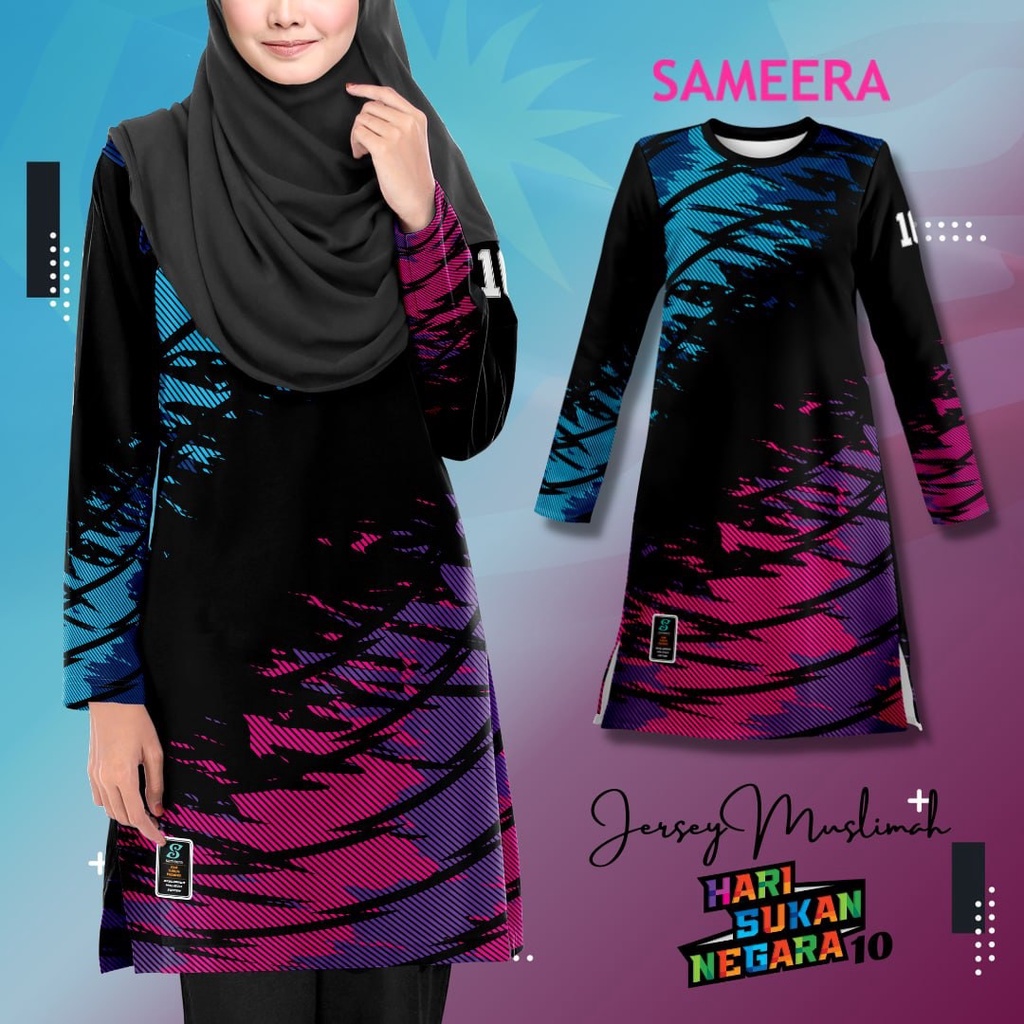 Baju Muslimah Tshirt Muslimah Jersy HARI SUKAN NEGARA Malaysia Baju ...