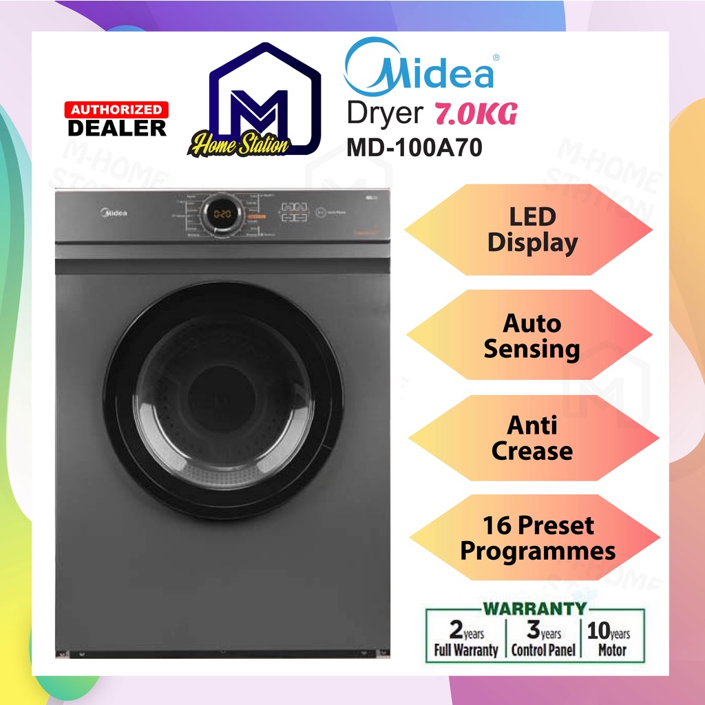 Midea Dryer 7KG MD-7388 MD7388 MD-100A70 MD100A70 Black or White Cloth ...