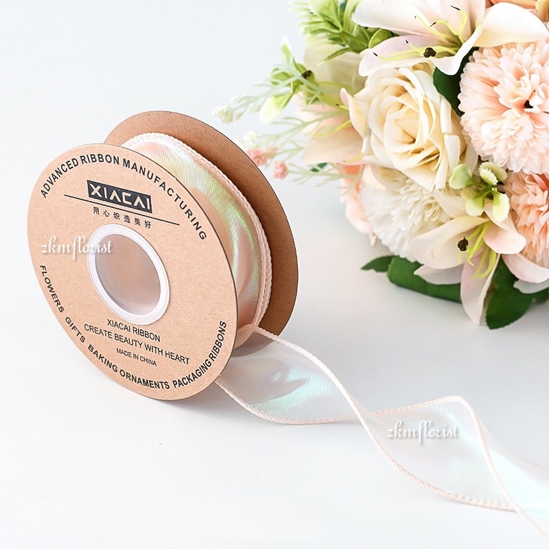 (9M) 4CM HOLOGRAM Ribbon Reben Riben Gift Satin Flower Bouquet Happy ...