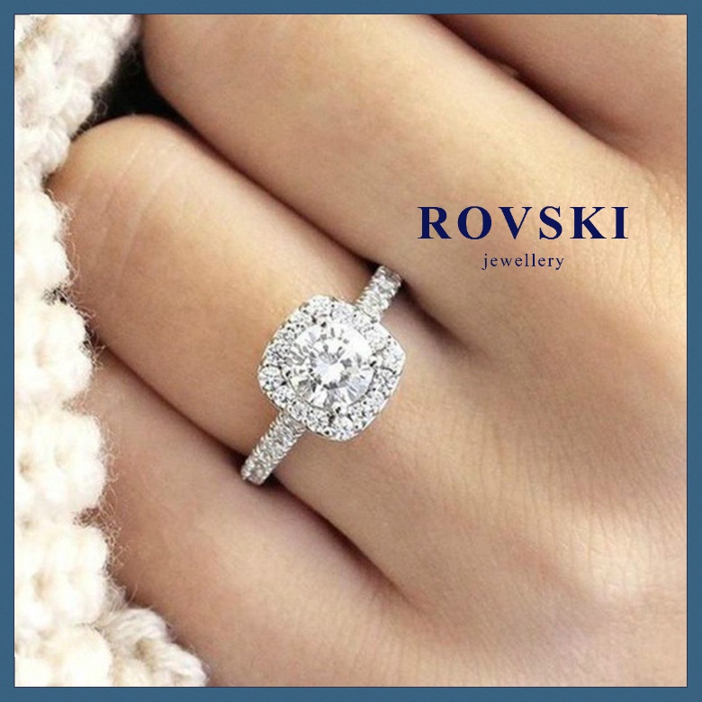 ROVSKI Fashion Korean Ready Stock Jewelry 18k White Gold Plated Hearts ...