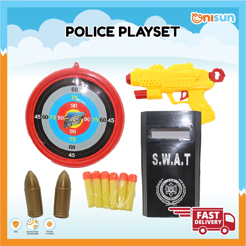 3 in 1 Kids Boy Space Police Soft Bullet Toy Gun with Shield and Score ...
