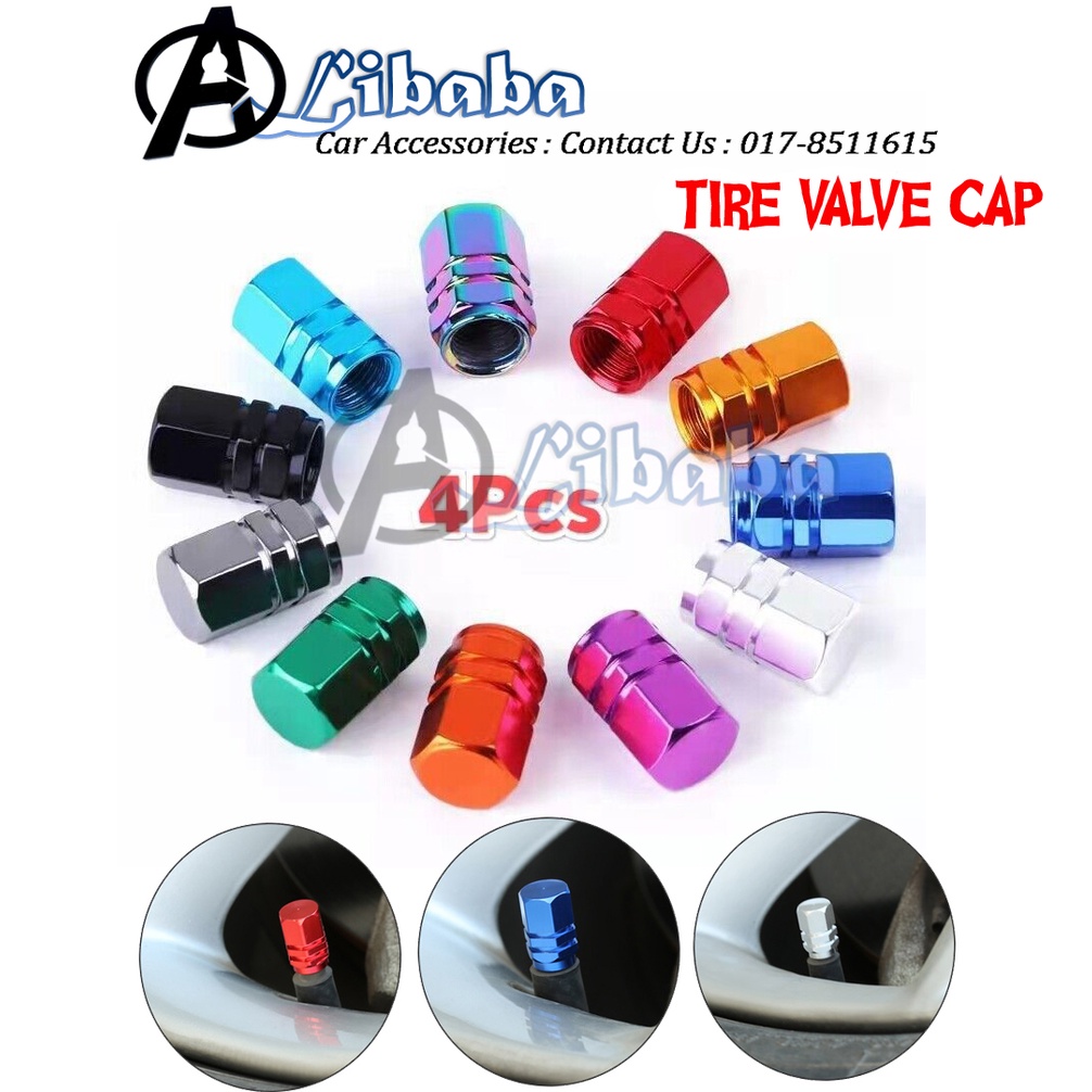 4PCS Universal Car Aluminium Tire Cap Tire Valve Persona New Saga Wira ...