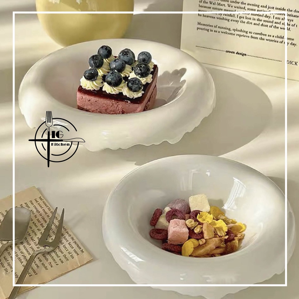 =IG= Korean Style INS Style Flanged Pure White Ceramic Plate Versatile ...