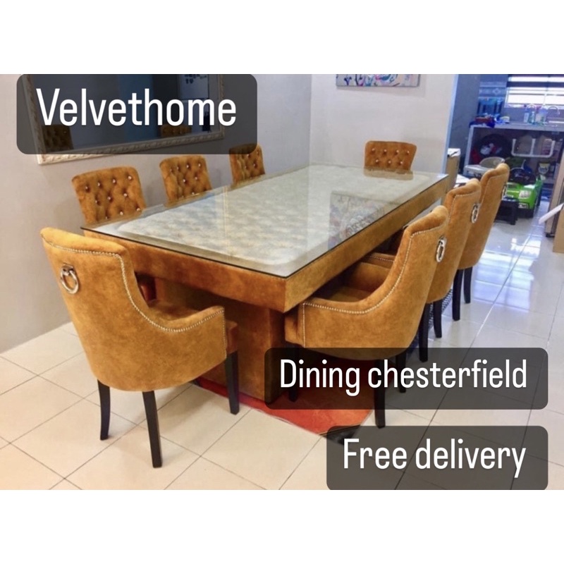 Chesterfield Dining chair Set meja makan Premium Custom Made | Shopee ...