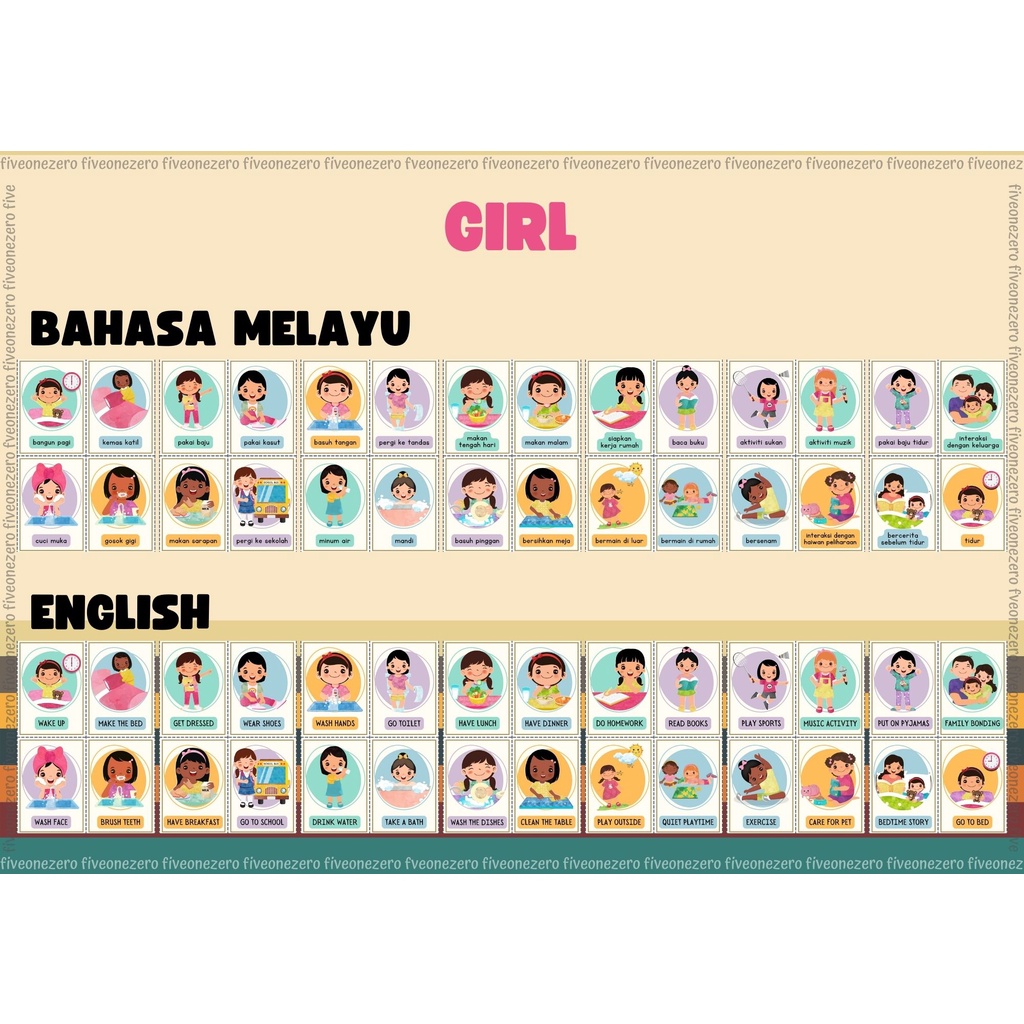 [PDF Softcopy] Rutin Harian Kad imbas Bahasa Melayu, Printable daily ...