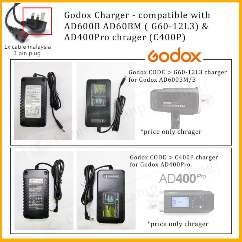 Godox Charger - compatible with AD600B AD600BM ( G60-12L3) & AD400Pro ...