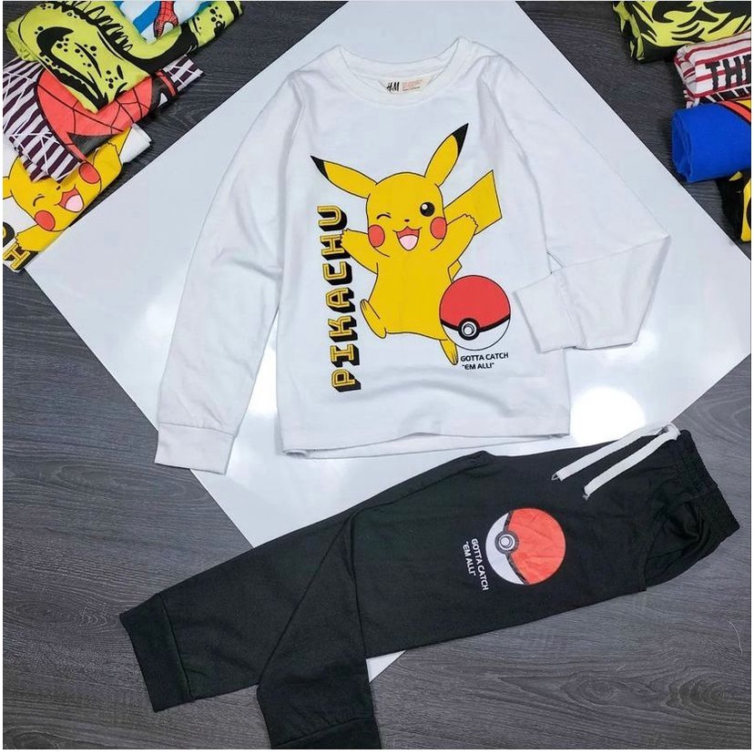 HM Premium set 3-4y 4-5y material cotton pikachu putih melepak | Shopee ...